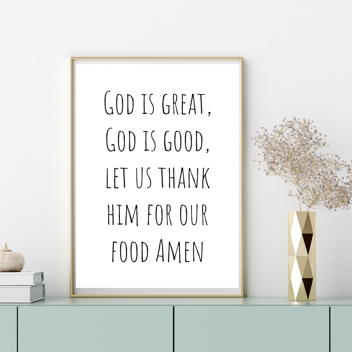 God is Great, God is Good, Let Us Thank Him for Our Food, Wall Art, Digital Download, Kitchen ...