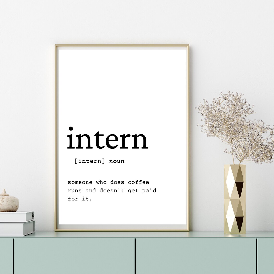 Intern Definition Wall Art, Intern Gift Idea, Intern Digital Print ...