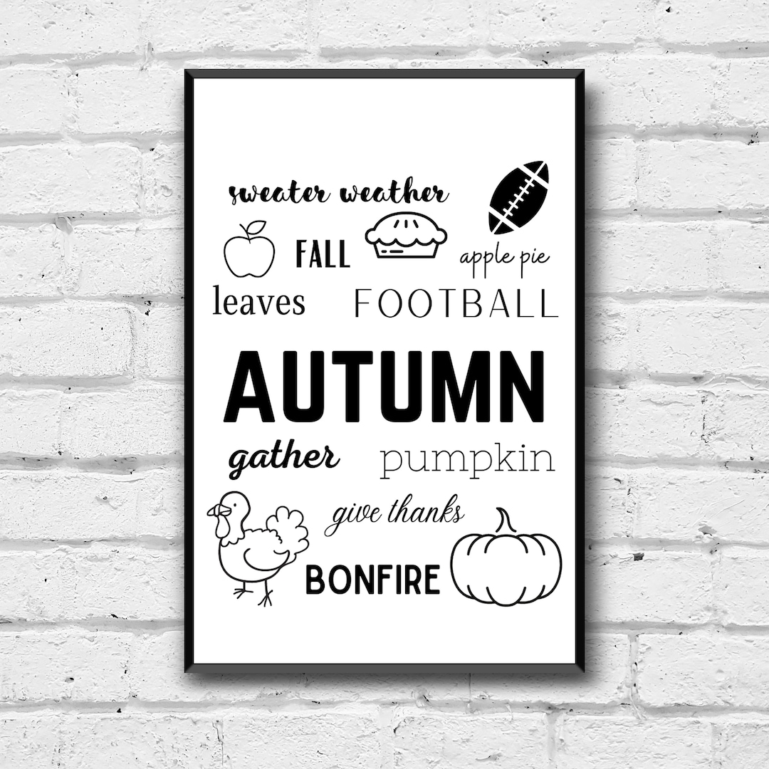 Autumn Word Art Print: Fall Home Decor (digital Download) - Etsy