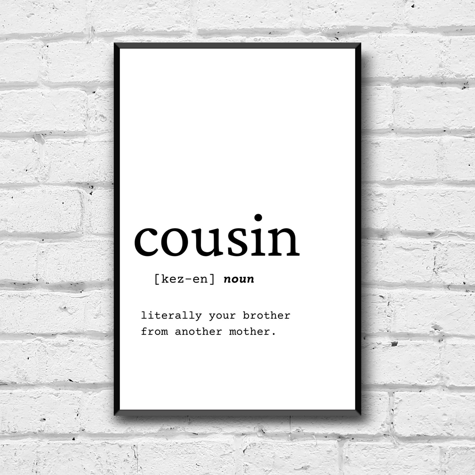 Cousin Definition Art, Digital Download, Gift for Cousin, Digital Print ...