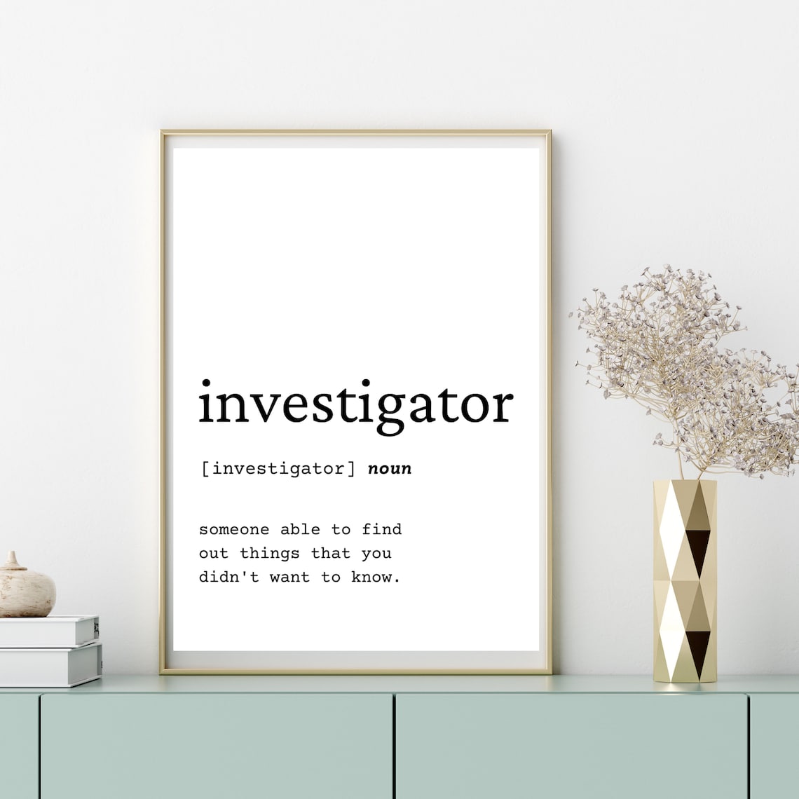 Investigator Definition Wall Art Investigator Gift Idea - Etsy