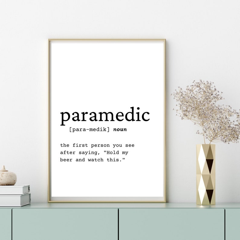 Paramedic Definition Wall Art, Digital Download, Definition Home Decor ...