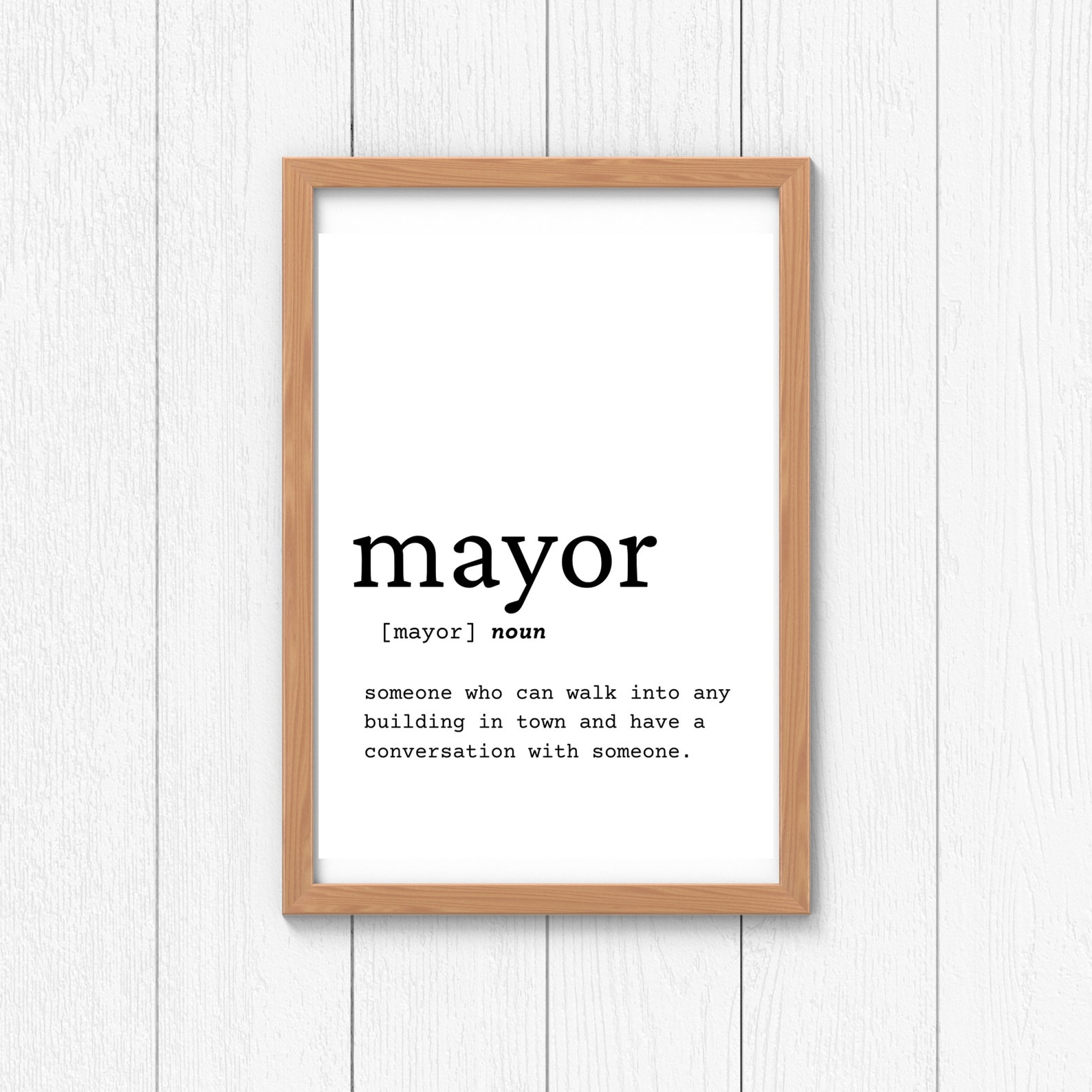 Mayor Definition Wall Art, Mayor Gift Idea, Mayor Digital Print, Gift ...