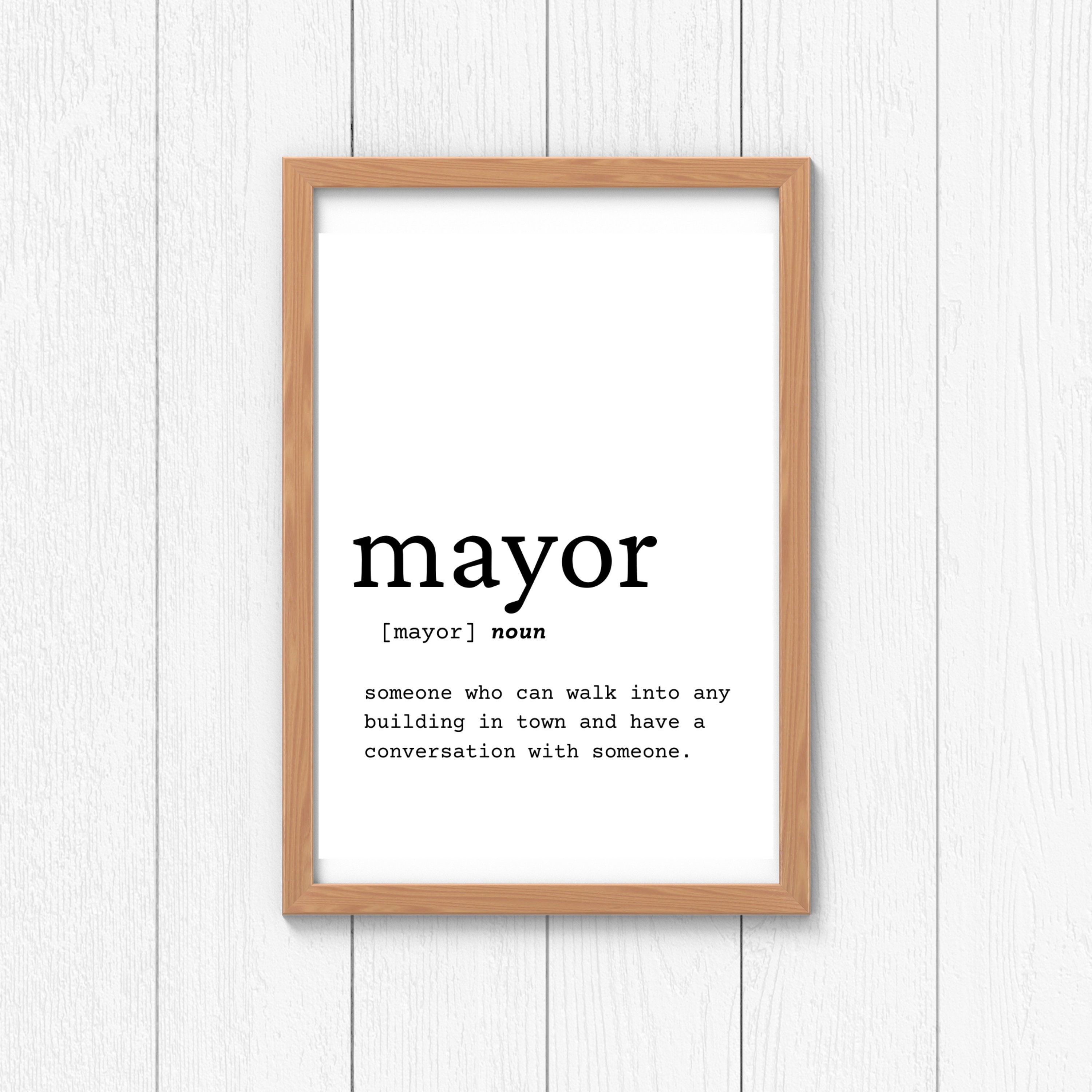 Mayor Definition Wall Art, Mayor Gift Idea, Mayor Digital Print, Gift ...