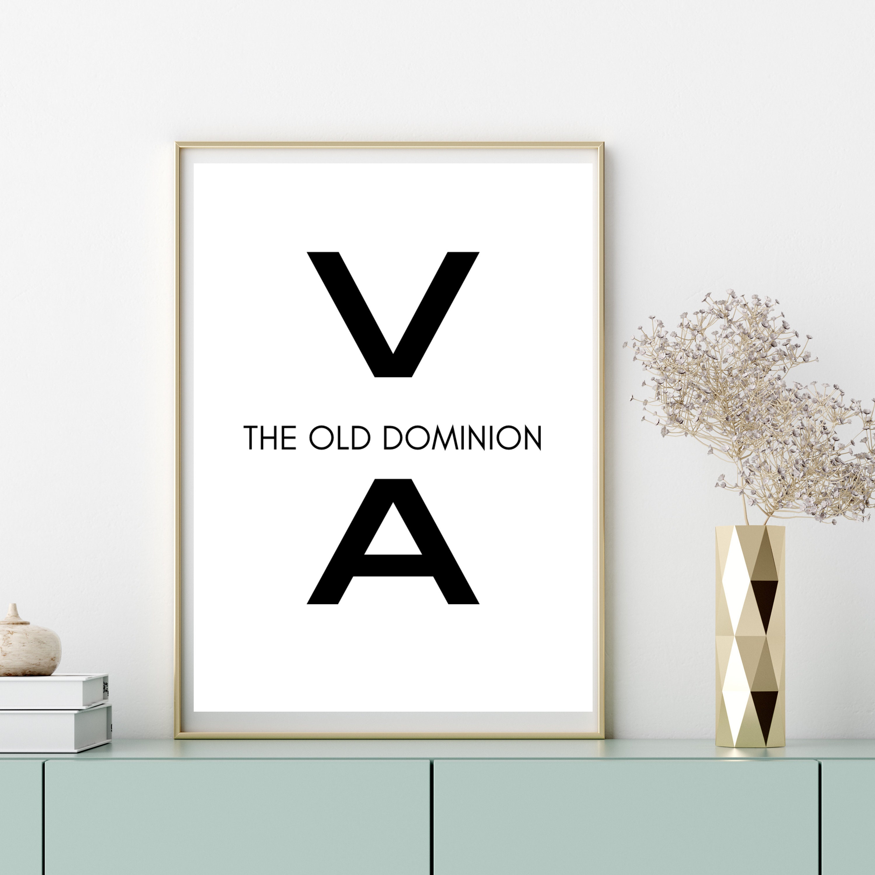 Virginia State Wall Art, Virginia Digital Download, Virginia Initials ...