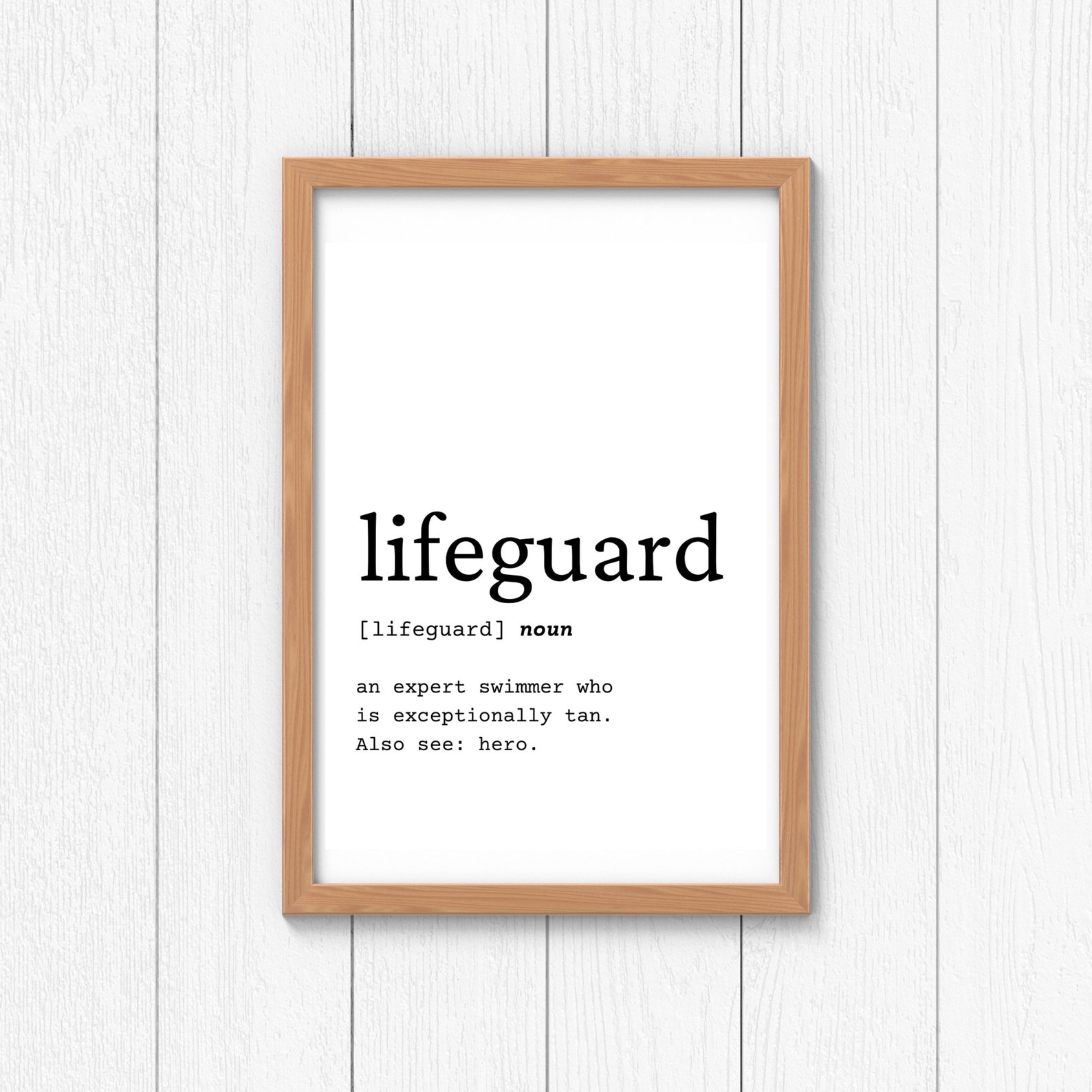 Lifeguard Definition Wall Art, Gift for Lifeguard, Lifeguard Digital ...