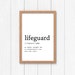 Lifeguard Definition Wall Art, Gift for Lifeguard, Lifeguard Digital ...
