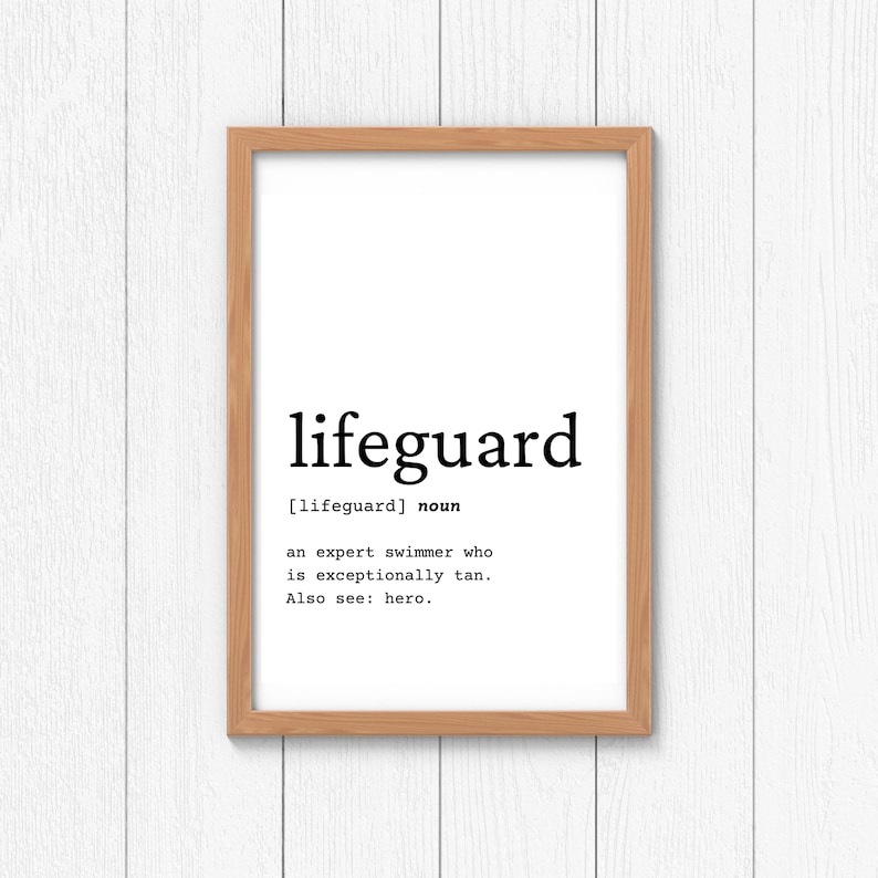 Lifeguard Definition Wall Art, Gift for Lifeguard, Lifeguard Digital ...