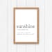Sunshine Definition Wall Art, Sunshine Home Decor, Sunshine Digital ...