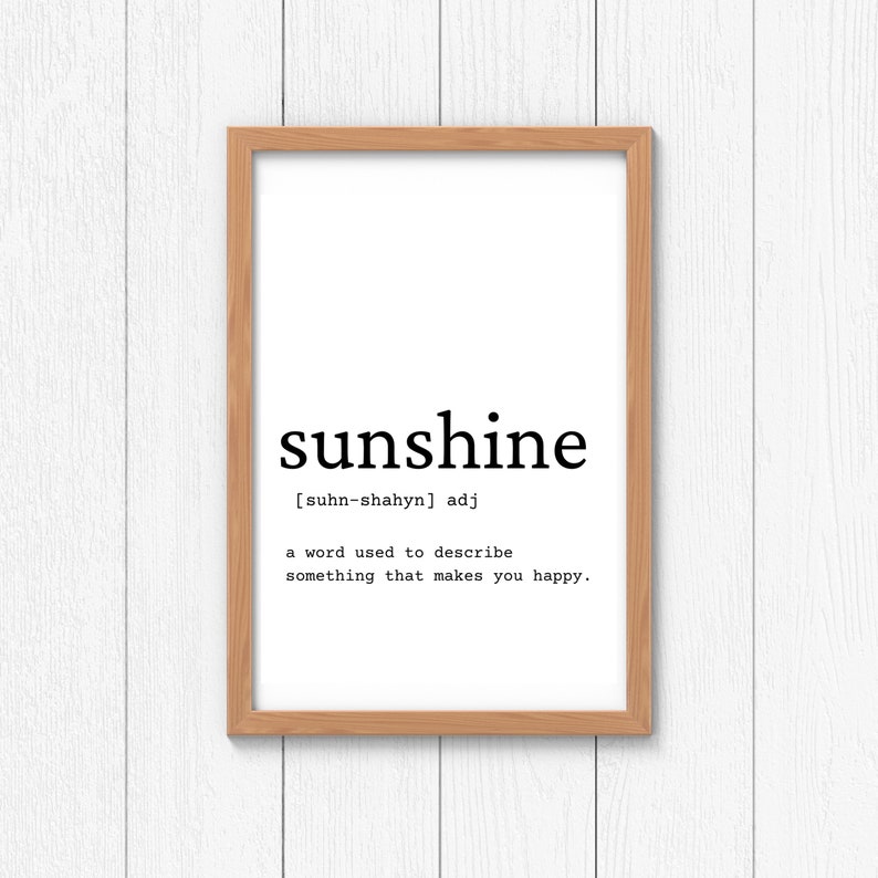 Sunshine Definition Wall Art, Sunshine Home Decor, Sunshine Digital ...