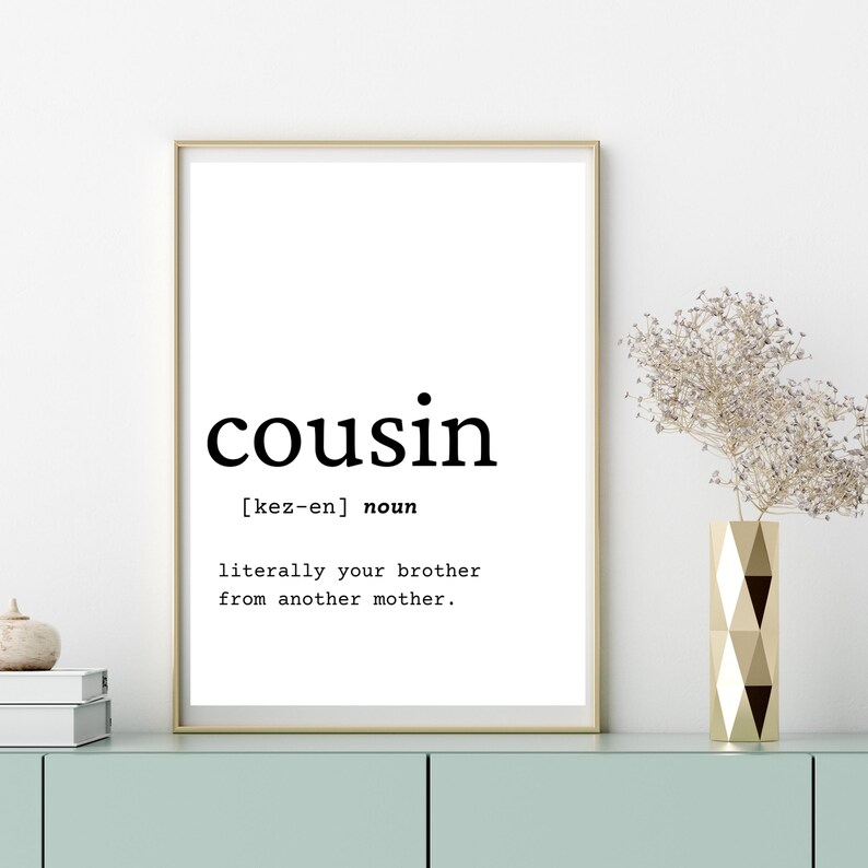 Cousin Definition Art, Digital Download, Gift for Cousin, Digital Print ...