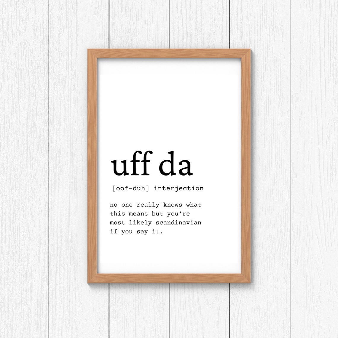 Uff Da Definition Print: Funny Scandinavian Wall Art (digital Download ...