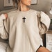 Cross Sweatshirt, Small Cross on Oversize Sweatshirt, Cross Crewneck ...