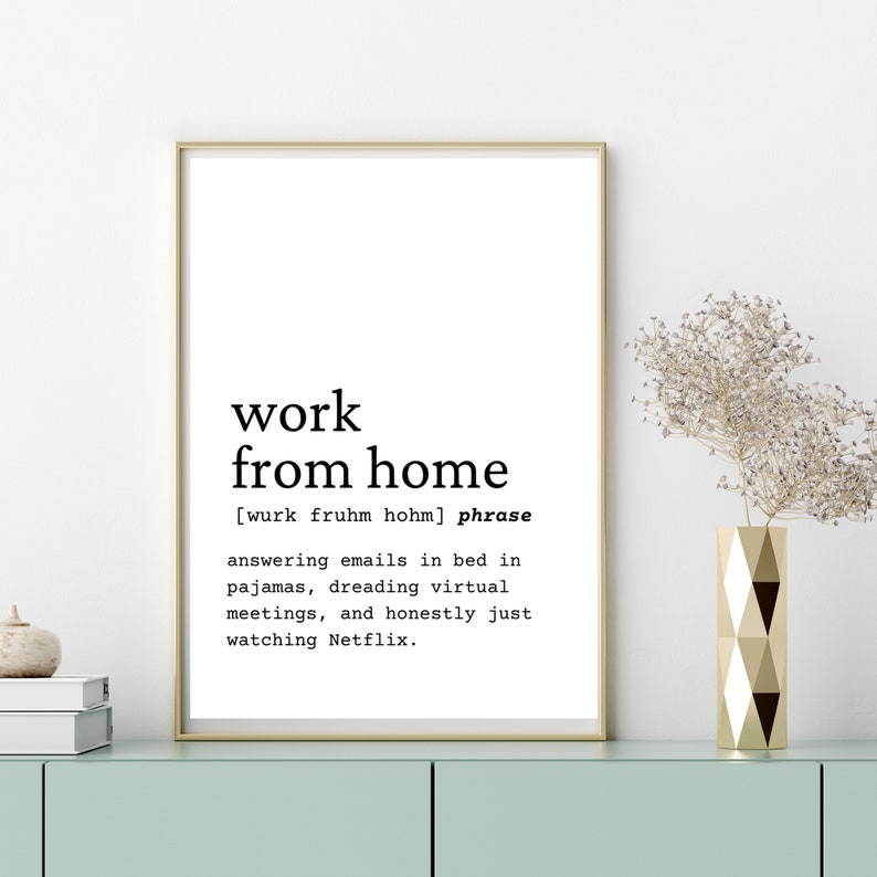 Work From Home Definition Wall Art, Digital Print, Definition Home ...