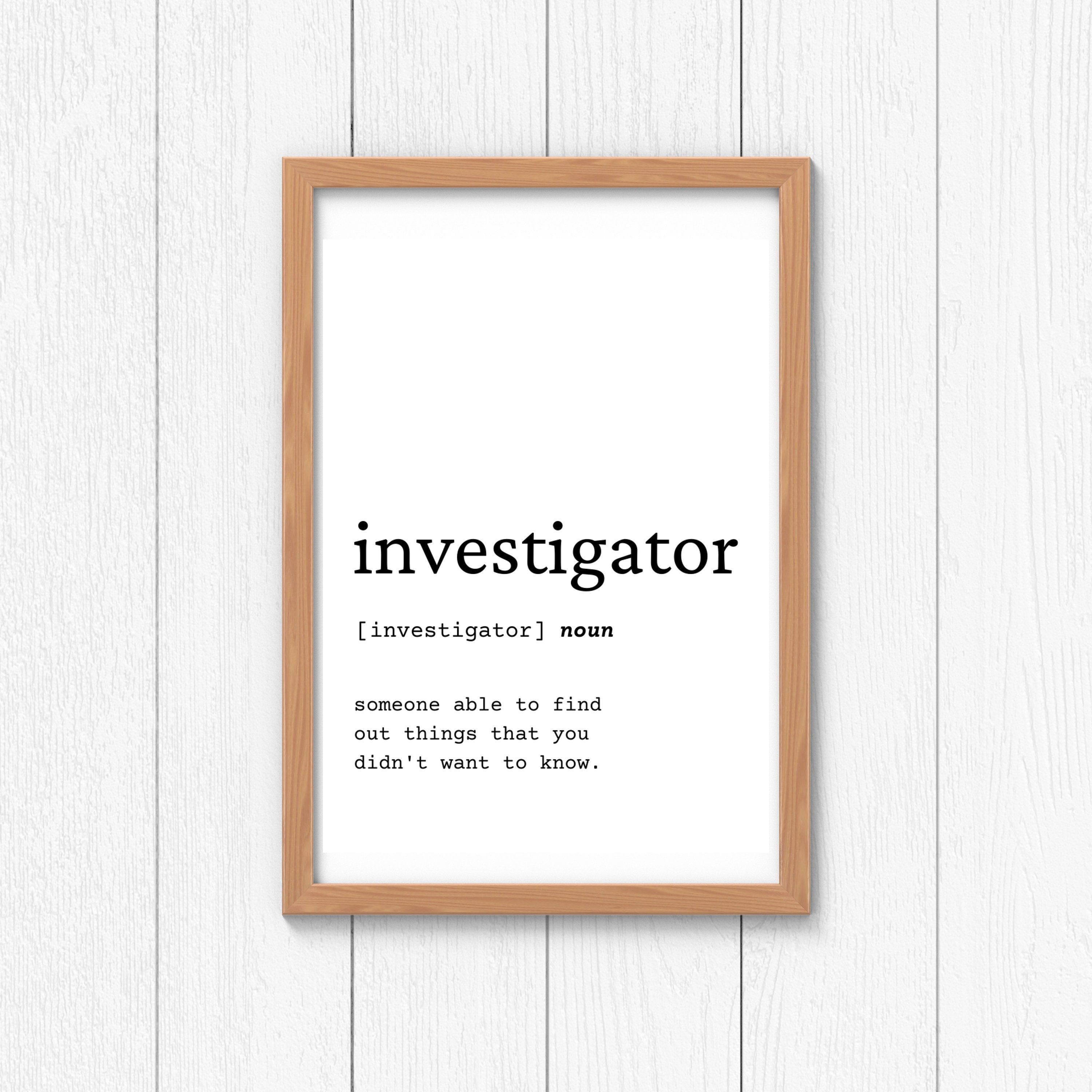 Investigator Definition Print: Office Wall Art (digital Download ...