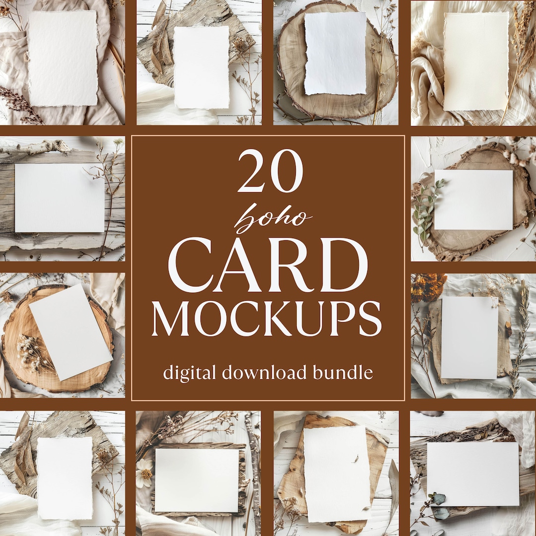 20 Boho Card Mockups, Thank You Card, Boho Birthday, Wedding Invitation ...