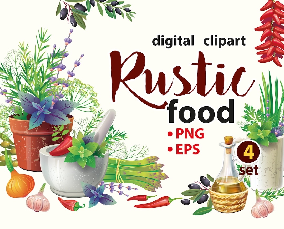 Rustic Charms of Organic Food Healthy Food Clipart - Etsy