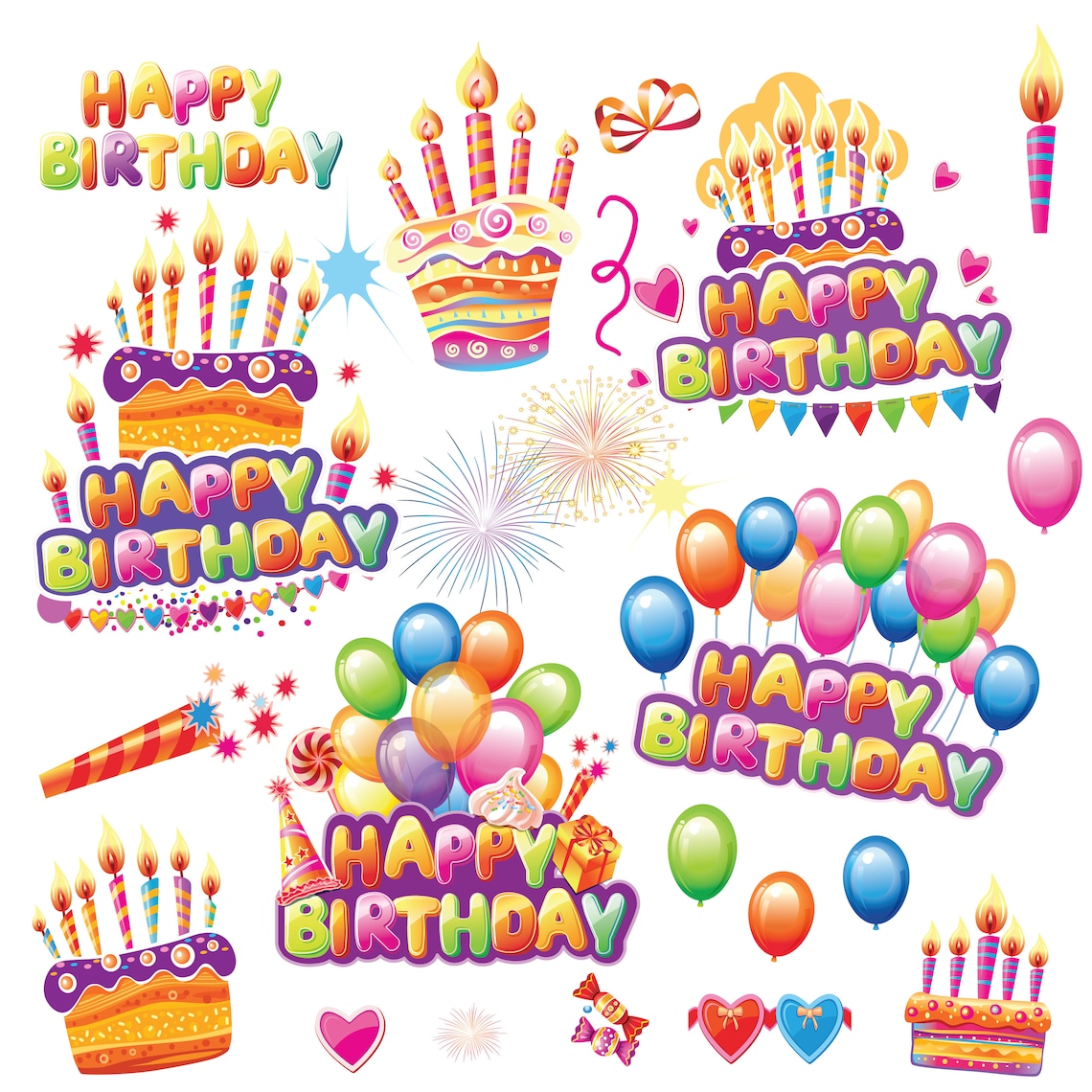 Happy Birthday Digital Clipart, Party Décor, Happy Birthday PNG, EPS - Etsy