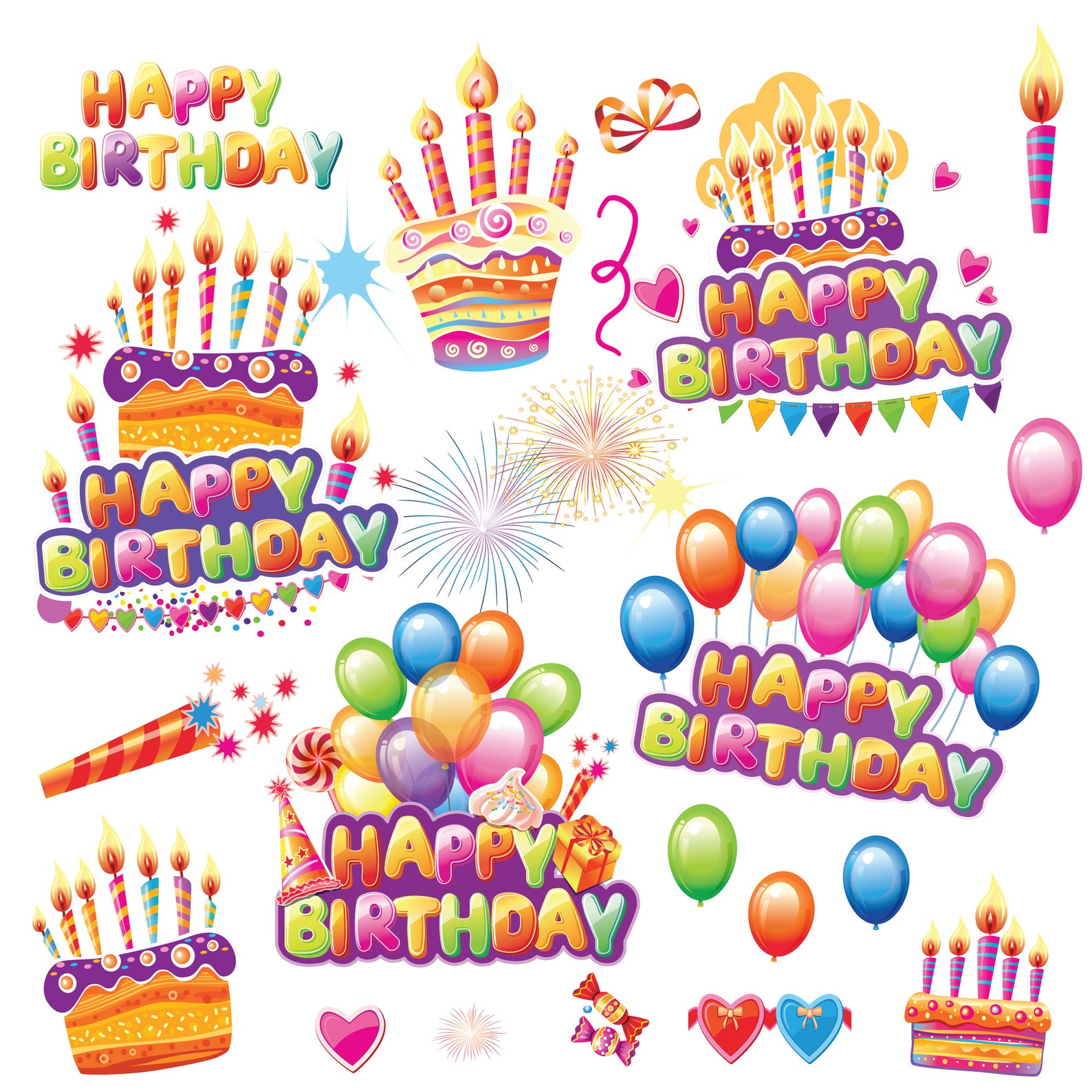 Happy Birthday Digital Clipart, Party Décor, Happy Birthday PNG, EPS - Etsy