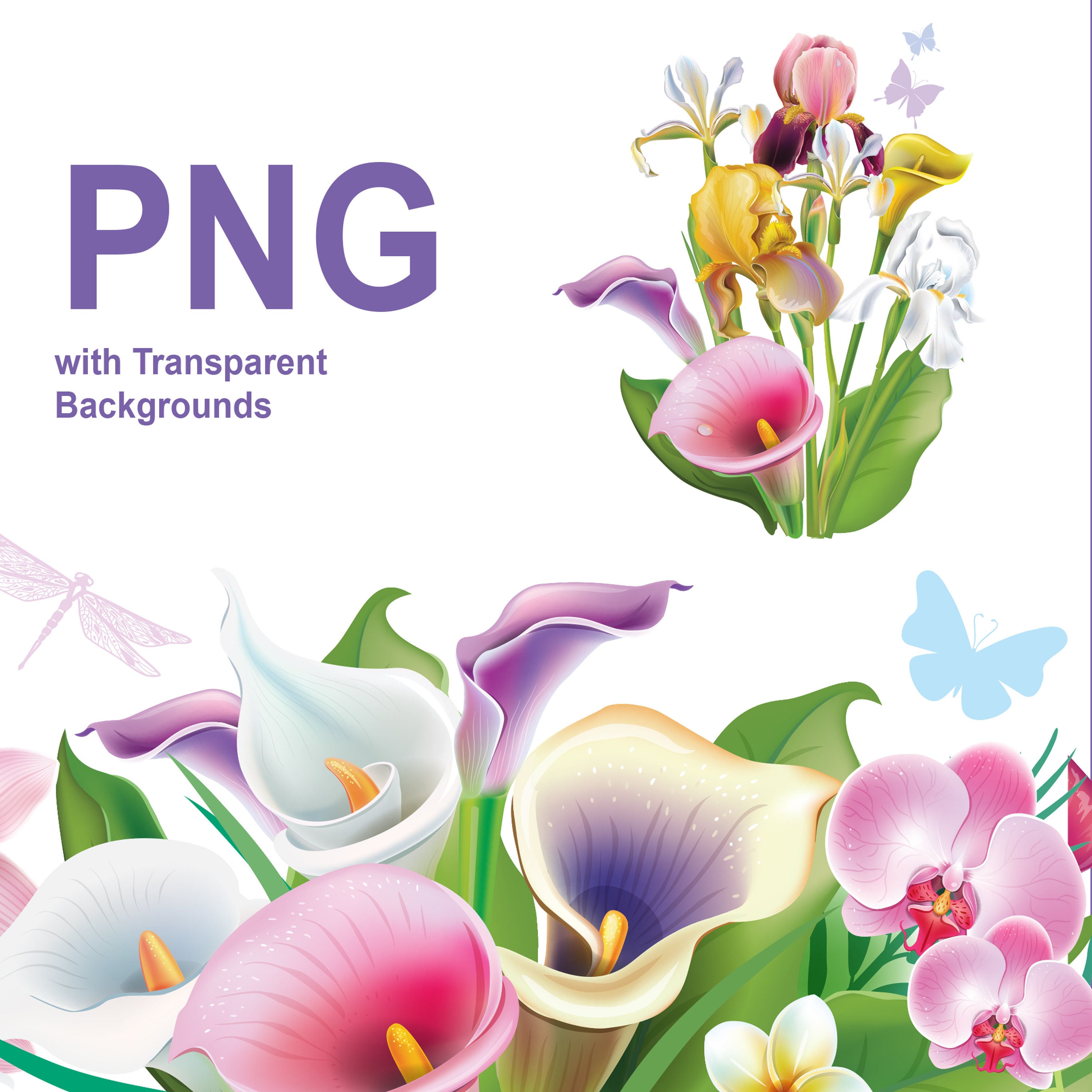 Flowers Arrangement Png Floral Set Digital Bouquets Floral - Etsy