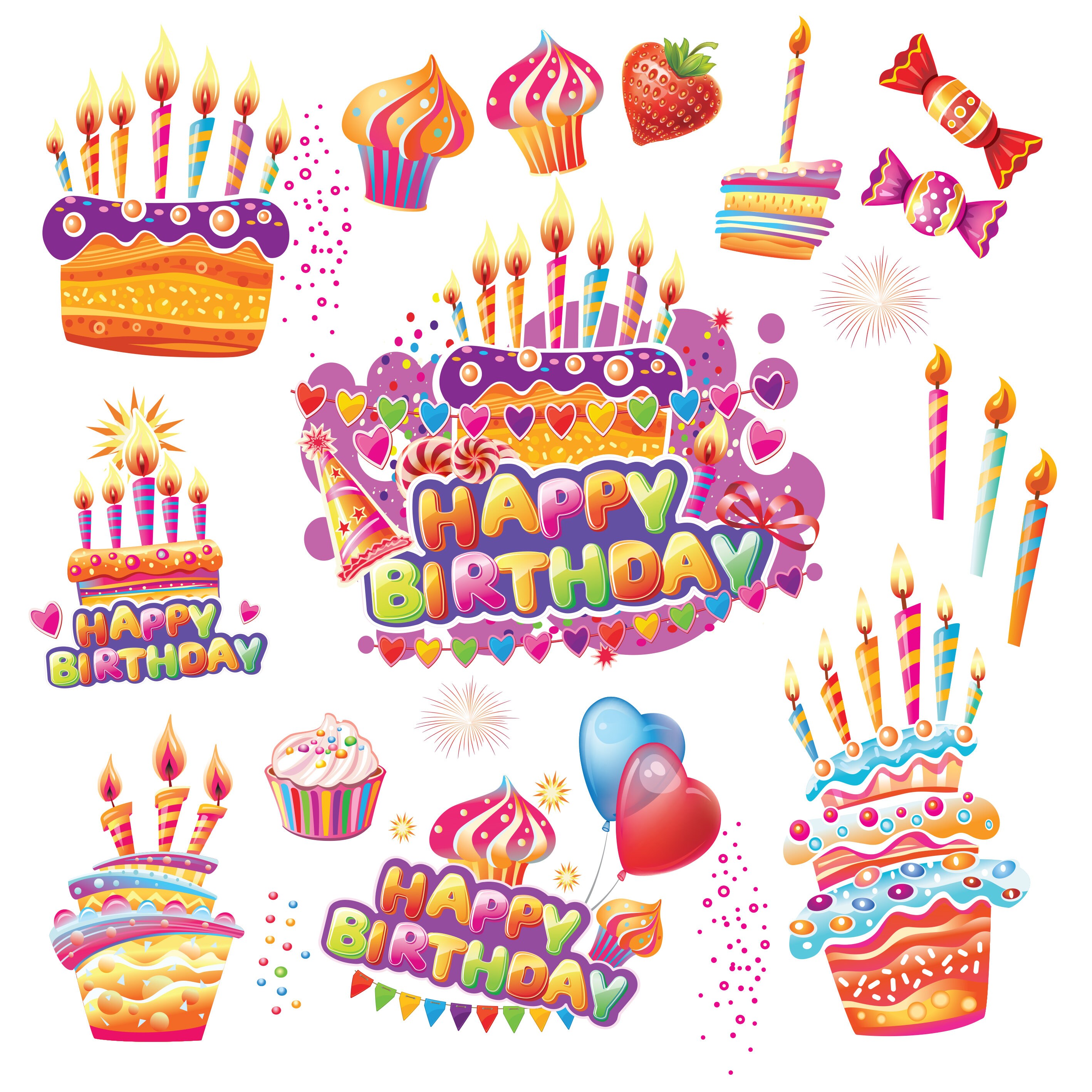 Happy Birthday Digital Clipart, Party Décor, Happy Birthday PNG, EPS - Etsy