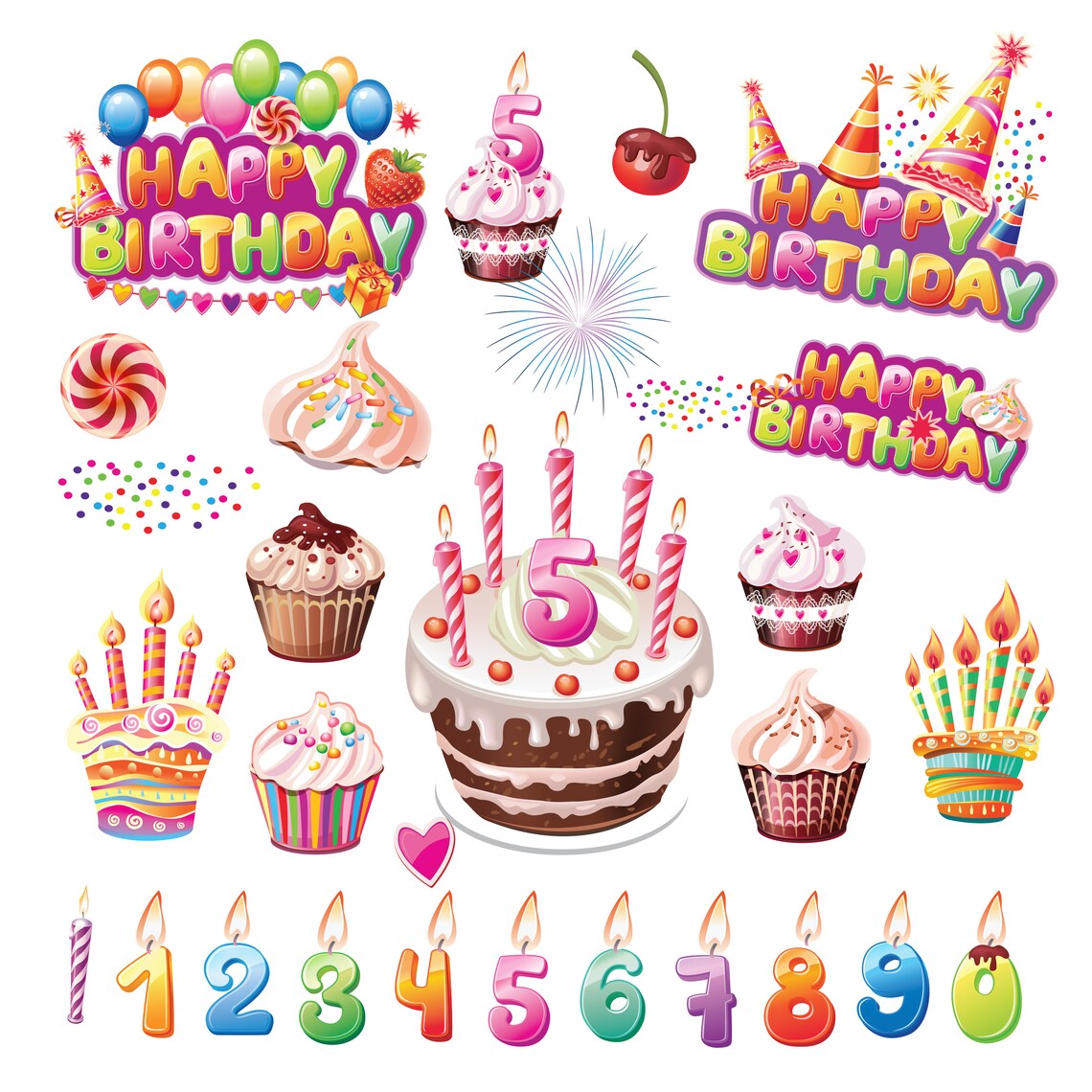 Happy Birthday Digital Clipart, Party Décor, Happy Birthday PNG, EPS - Etsy