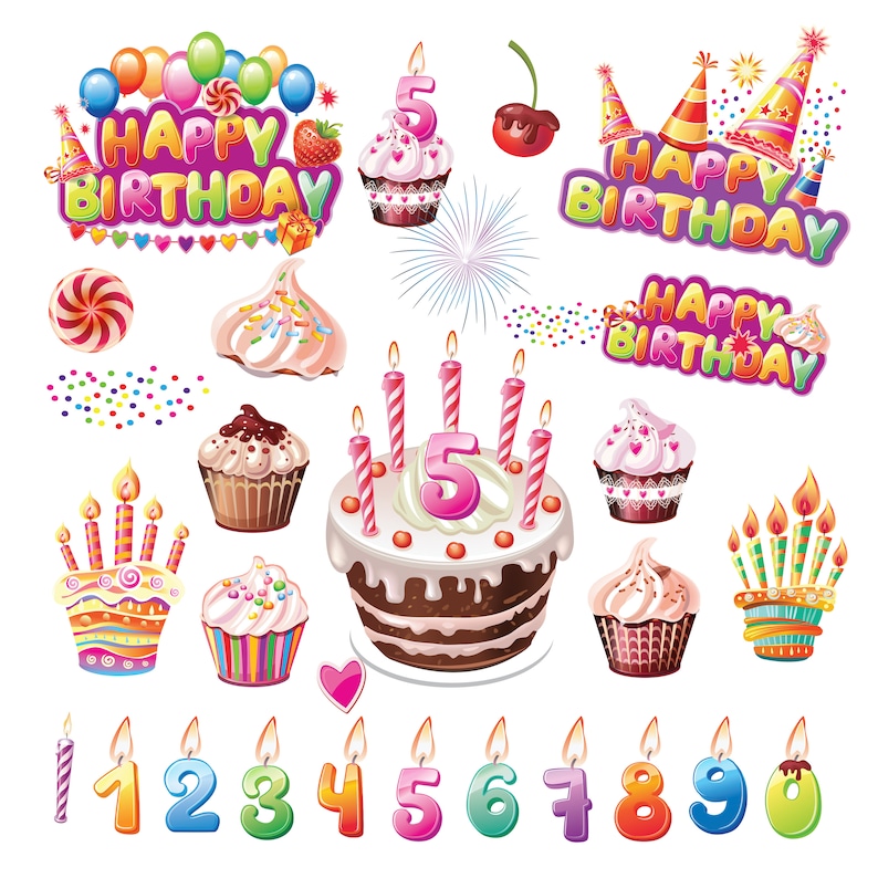 Happy Birthday Digital Clipart, Party Décor, Happy Birthday PNG, EPS - Etsy
