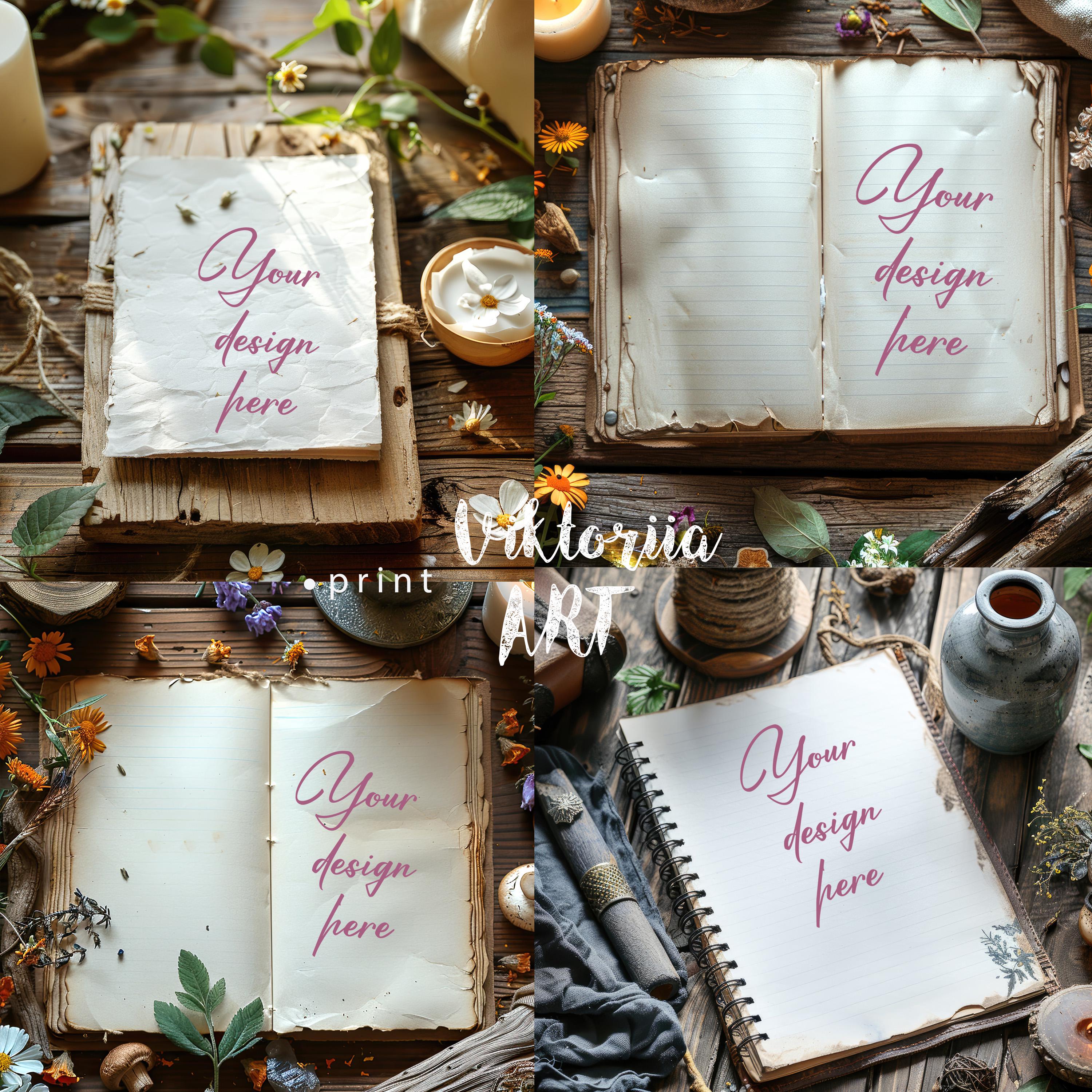 Open Notebook Mockup, Rustic Style, Flat Lay Mock Up, Witchy Mockups - Etsy