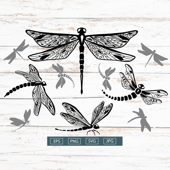 Dragonfly Silhouette Dragonfly SVG PNG EPS Digital - Etsy
