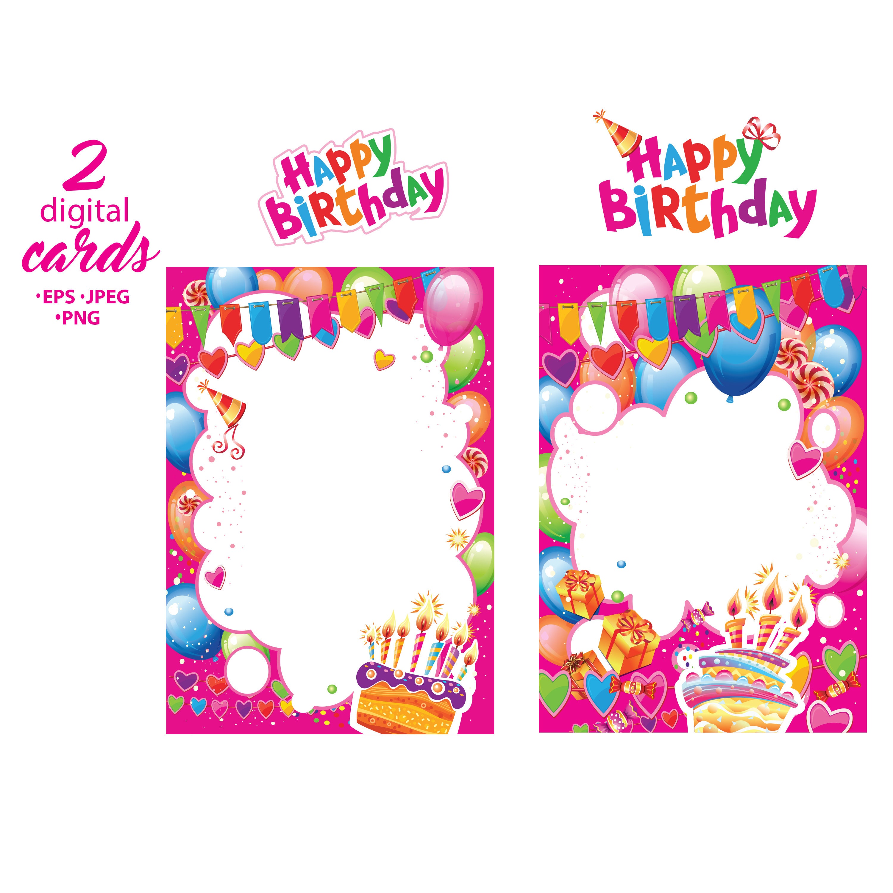 Happy Birthday Digital Clipart, Party Décor, Happy Birthday PNG, EPS - Etsy