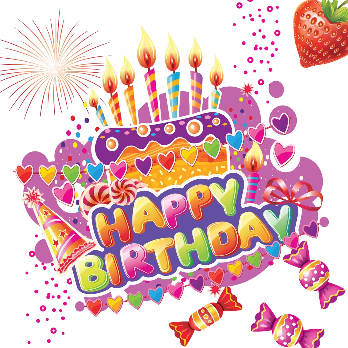 Happy Birthday Digital Clipart Party Décor Happy Birthday - Etsy