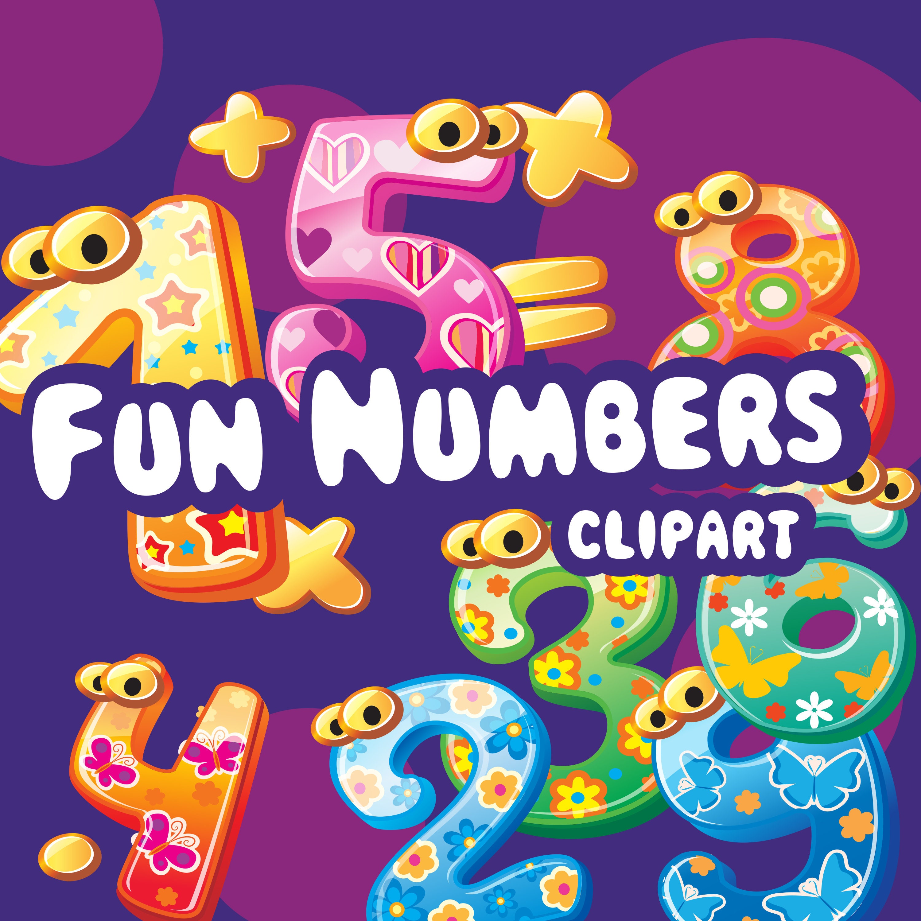 Colorful Numbers for Kids, Fun Numbers Clipart, PNG Clip Art, EPS Clip ...
