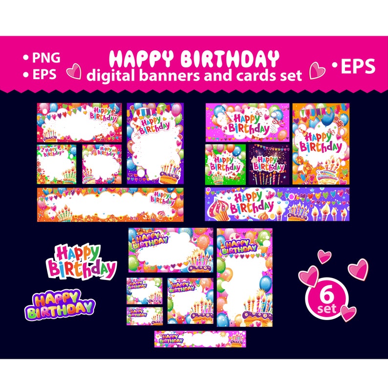 Happy Birthday Digital Clipart, Party Décor, Happy Birthday PNG, EPS - Etsy