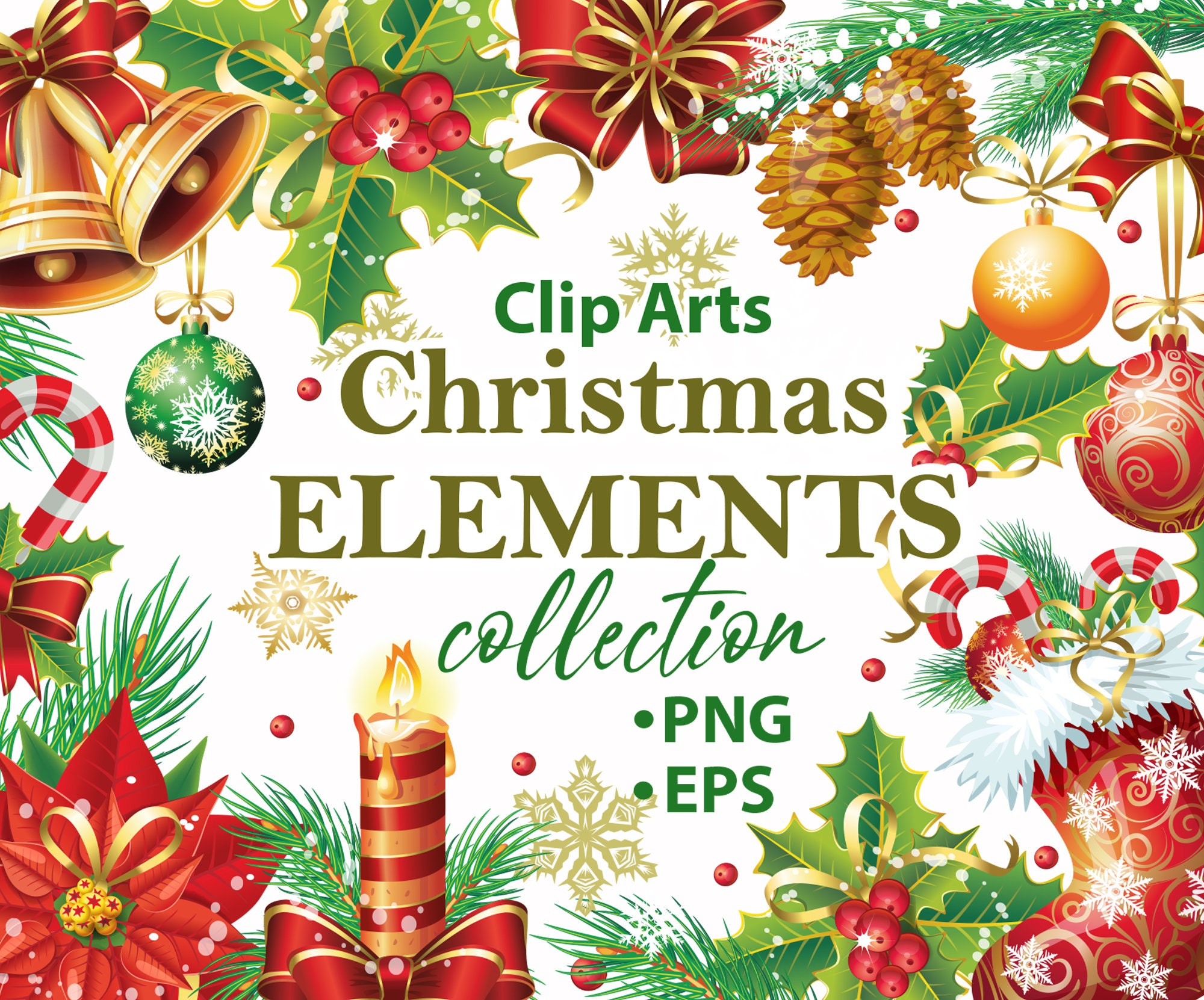 Merry Christmas Objects Clipart, New Year Clip Art, Christmas Printable ...