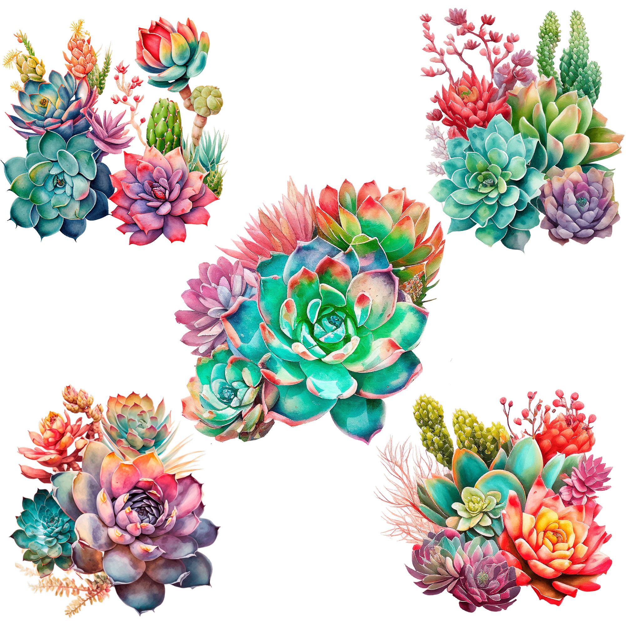 Succulent Clipart, Botanical Illustration, PNG, Paper Craft ...