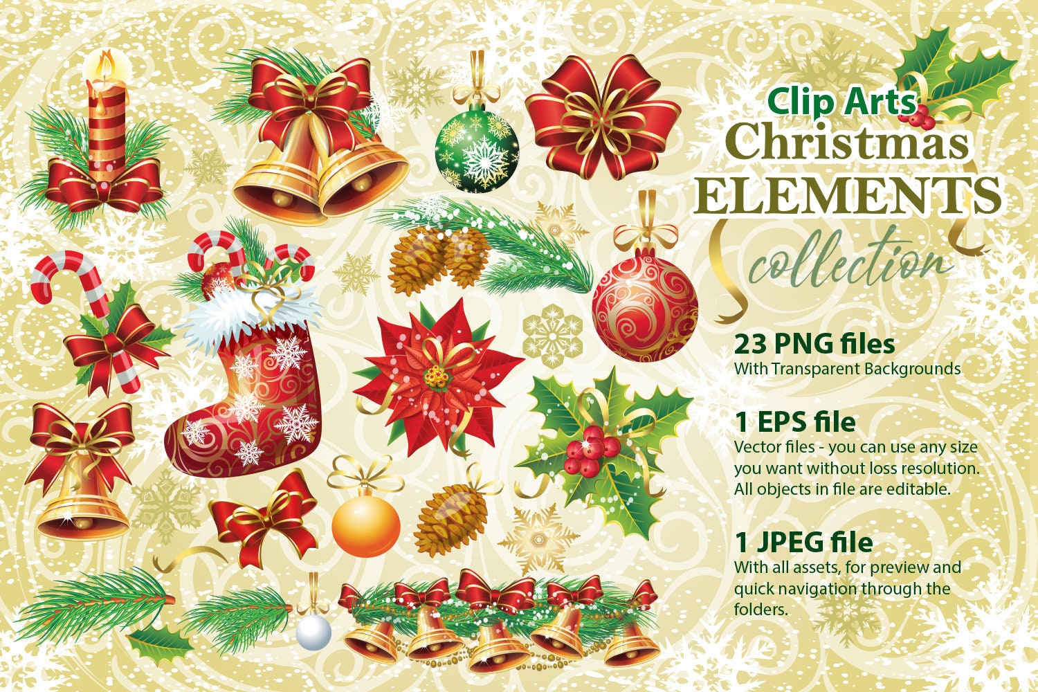 Merry Christmas Objects Clipart, New Year Clip Art, Christmas Printable ...