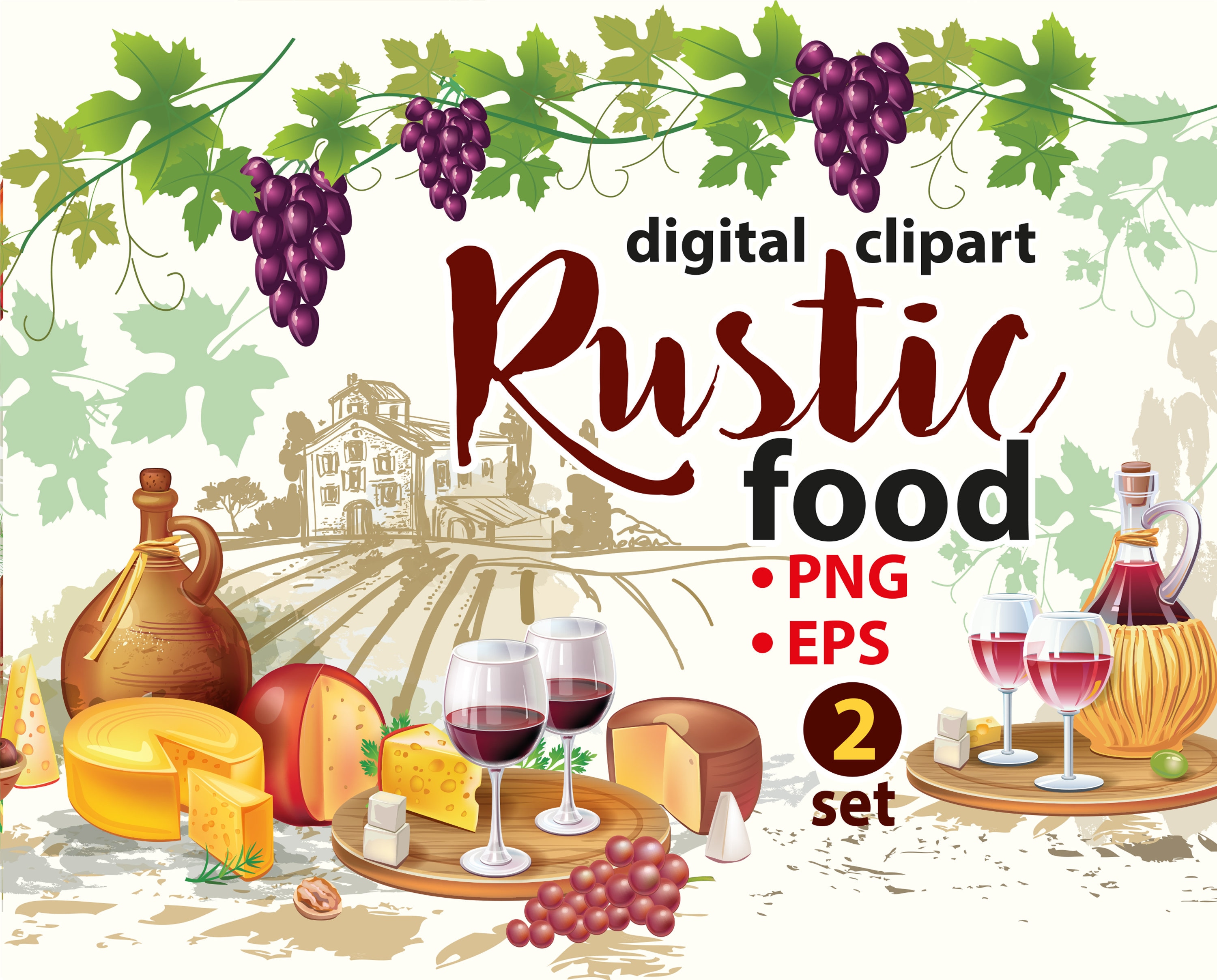 Rustic Charms of Organic Food Healthy Food Clipart - Etsy