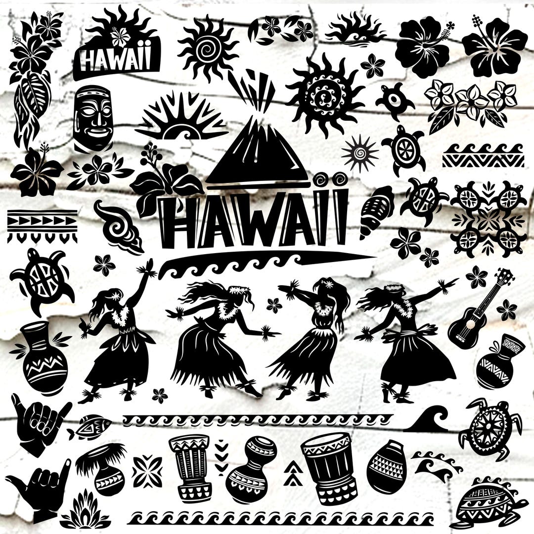 Traditional Hawaiian Symbols Set – 50 SVG Elements & EPS File ...