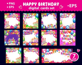 Happy Birthday Digital Clipart, Party Décor, PNG, EPS - Etsy