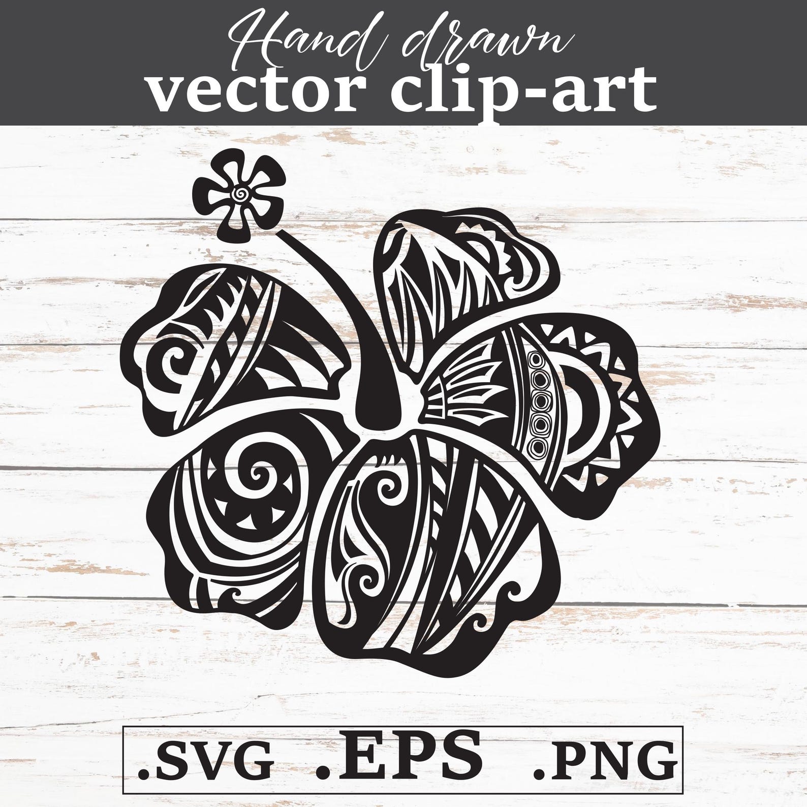 Hawaiian Hibiscus Clipart Bundle SVG PNG EPS | Polynesian Tattoo Style ...