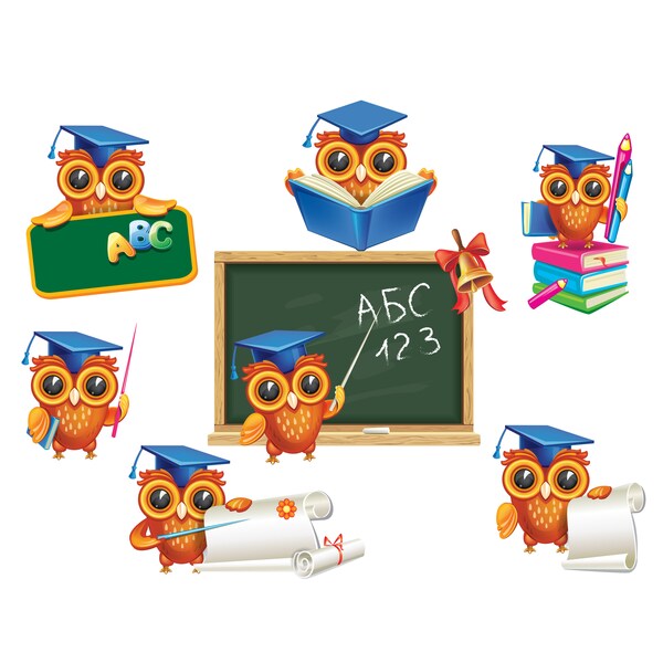 School Owl Clip Art - Etsy