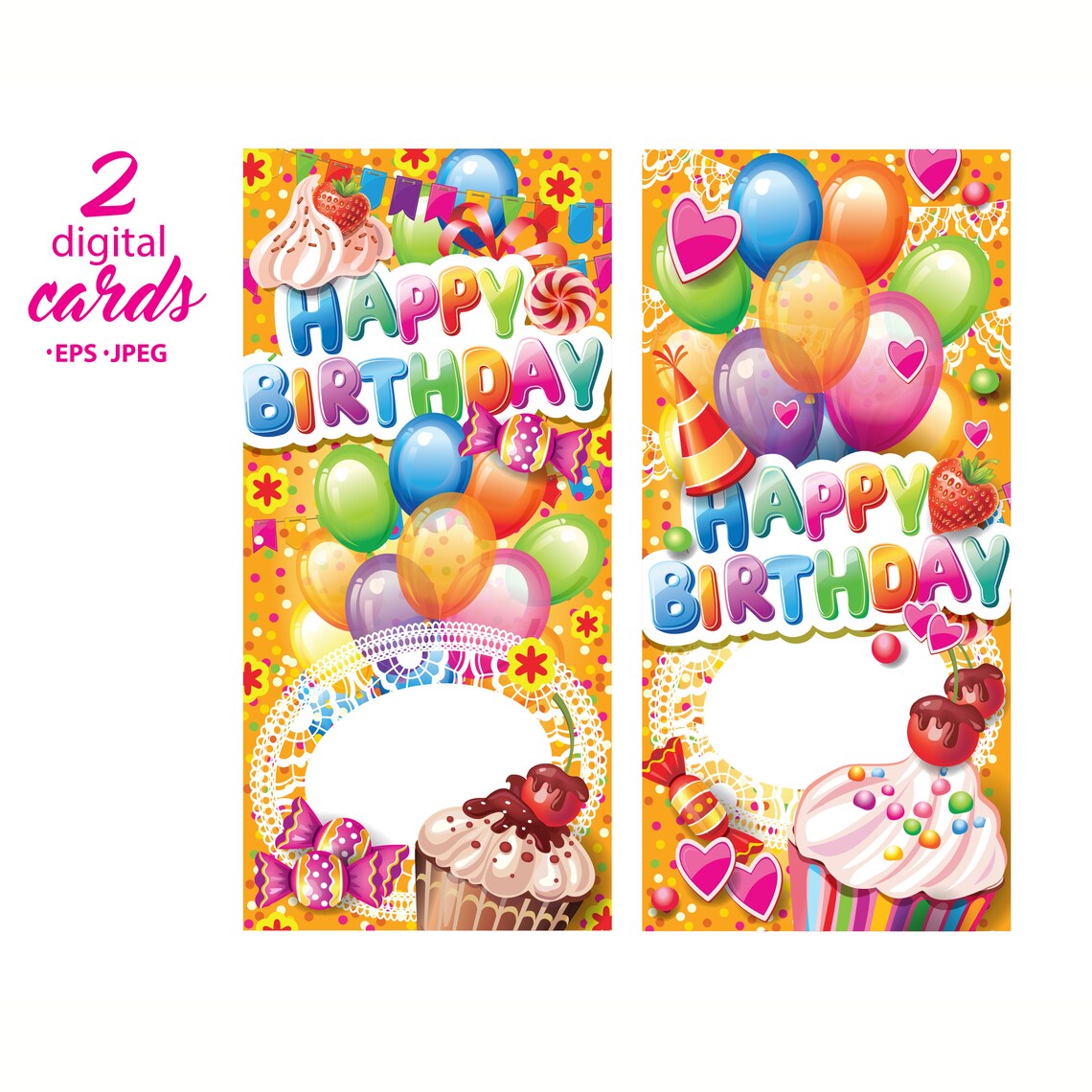 Happy Birthday Digital Clipart Party Décor PNG EPS - Etsy