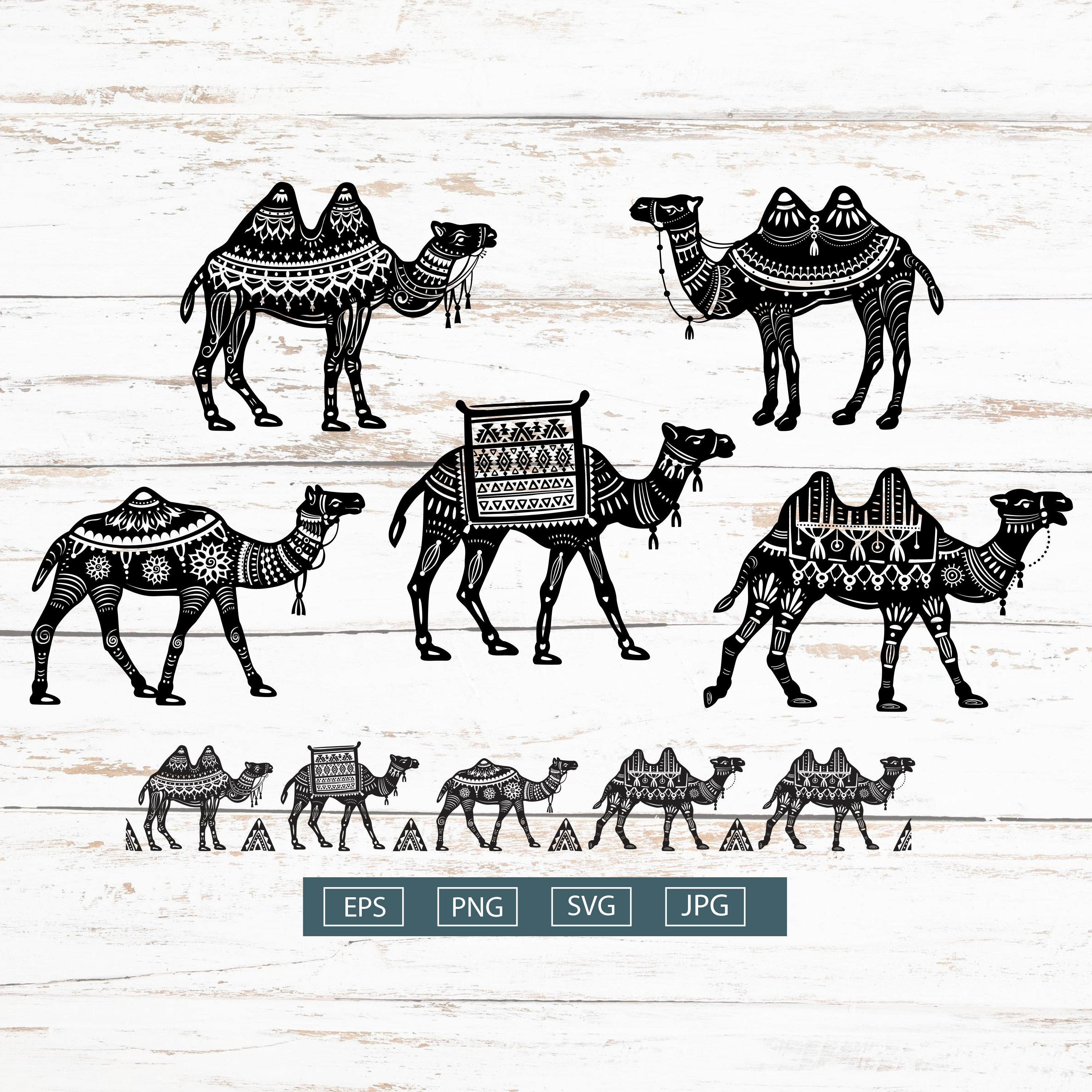 Camels Clipart Set, SVG, PNG, EPS, Mandalas Camel, Ethnic Boho Style - Etsy