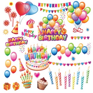 Happy Birthday Digital Clipart, Party Décor, PNG, EPS - Etsy