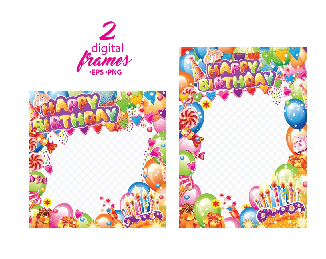 Happy Birthday Digital Clipart Party Décor Happy Birthday - Etsy