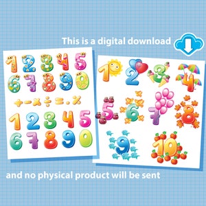 Colorful Numbers for Kids, Fun Numbers Clipart, PNG Clip Art, EPS Clip ...