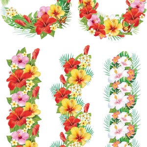 Tropical Hibiscus Wreaths and Lei, Hawaiian Flowers, Summer Floral ...