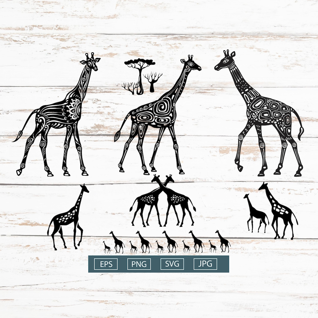 Giraffes Clipart Set, SVG, PNG, EPS, Ethnic Boho Style, Stencils - Etsy