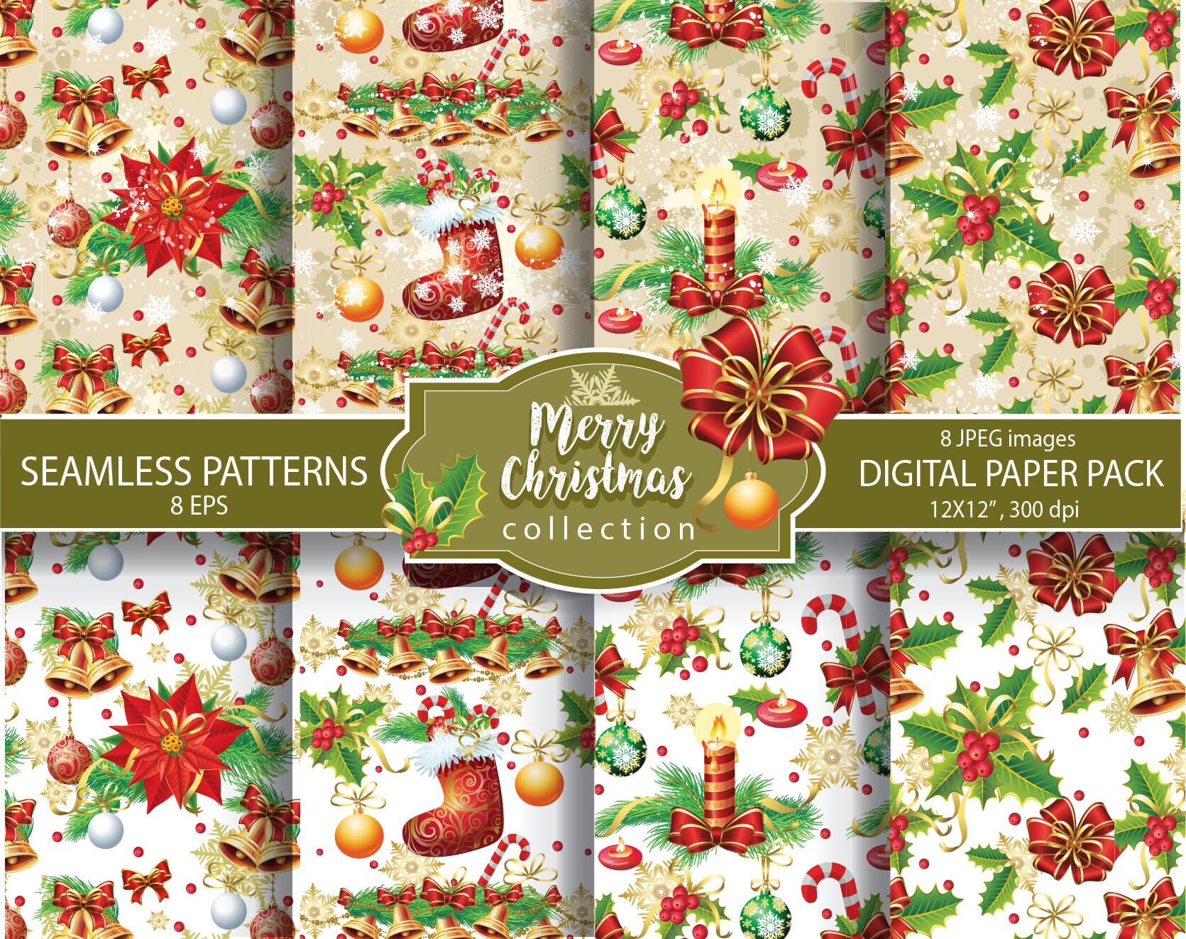 Christmas DIGITAL Papers Scrapbook Papers Digital Paper - Etsy
