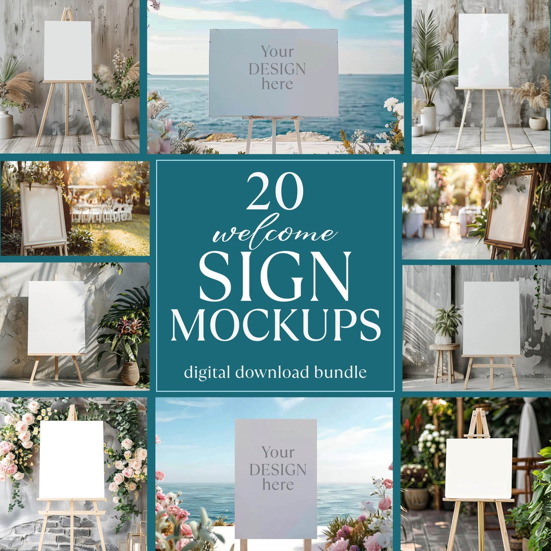 Sign Mockup, Easel Sign Mock Up, Party Sign Mockup, Welcome Sign Mock ...